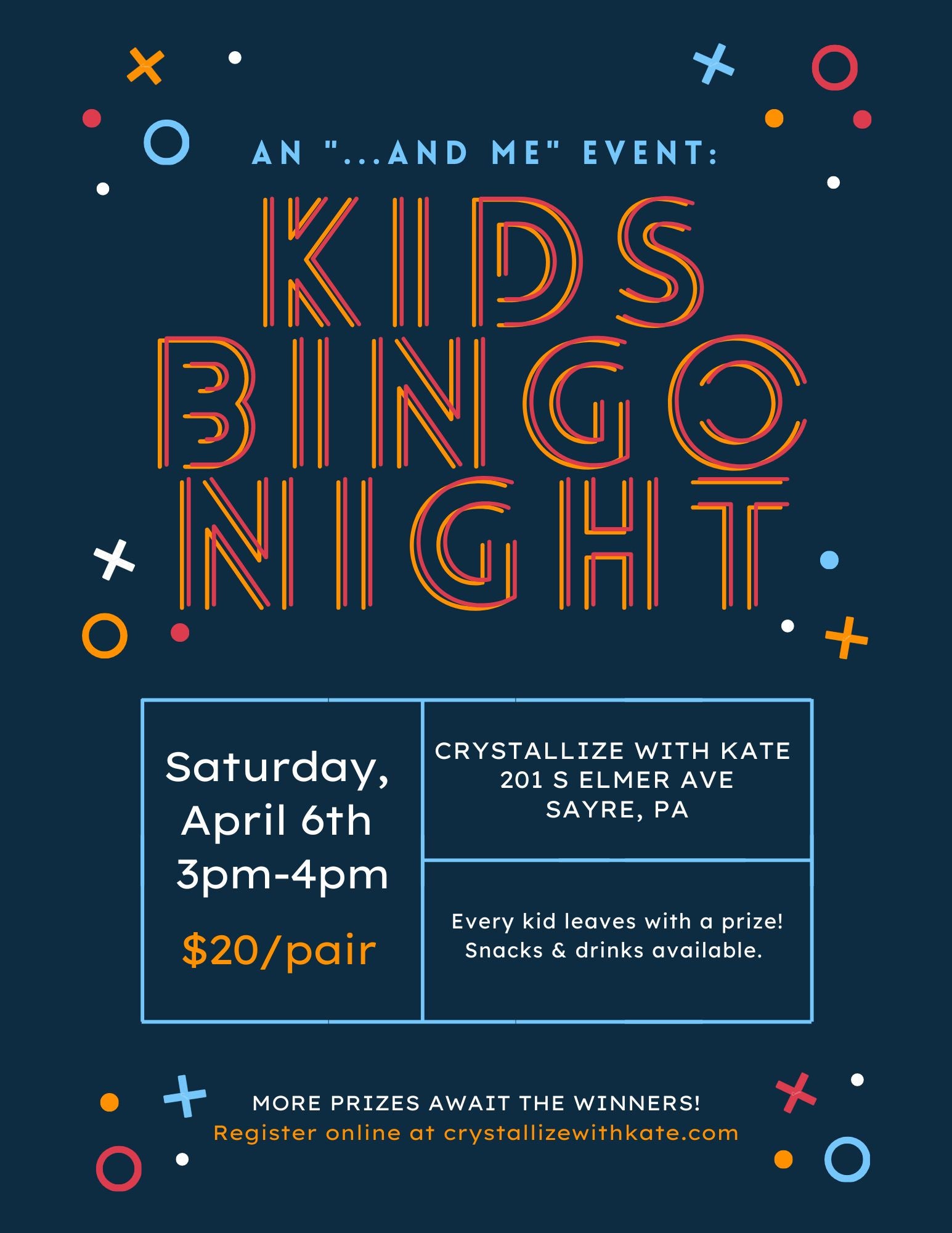 Kids Bingo Night - Sat. April 6th at 3pm | Crystallize with Kate